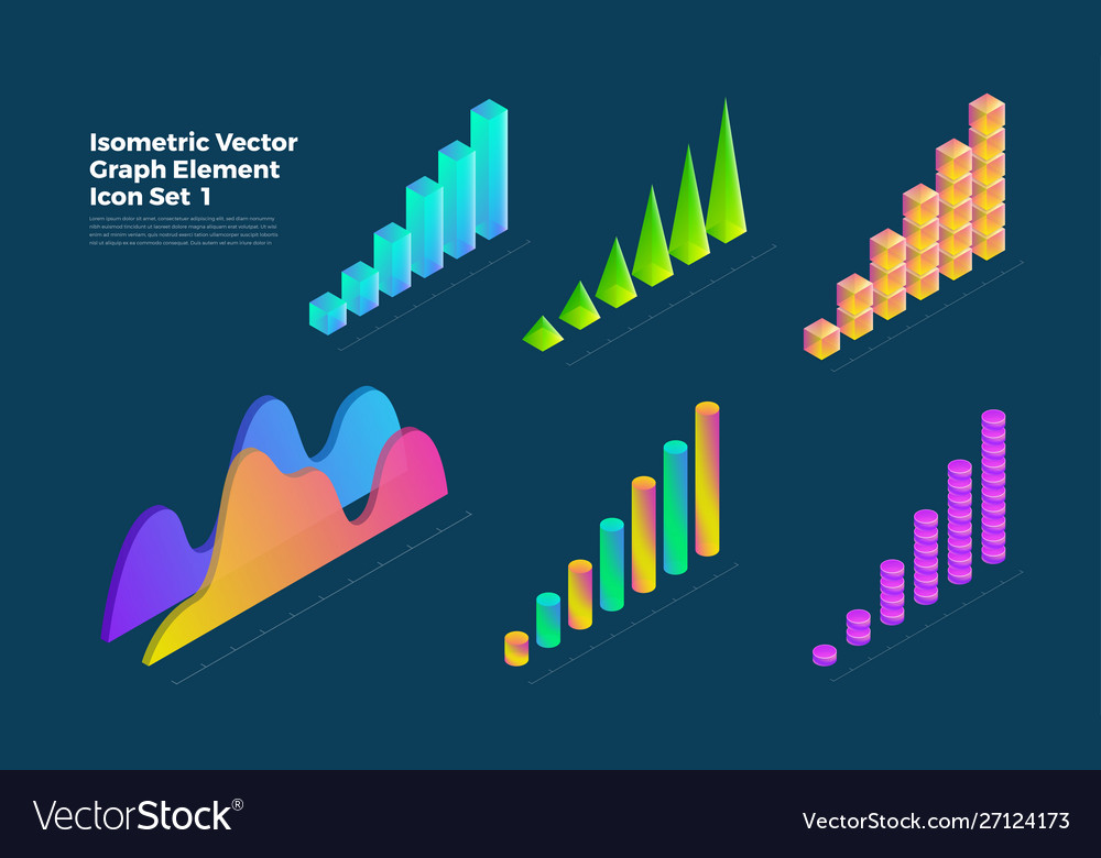 Isometric graph element Royalty Free Vector Image