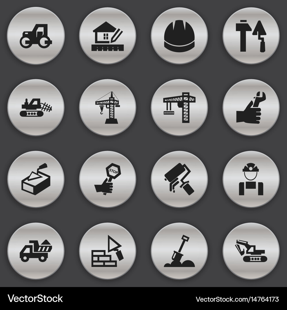 Set of 16 editable building icons includes Vector Image