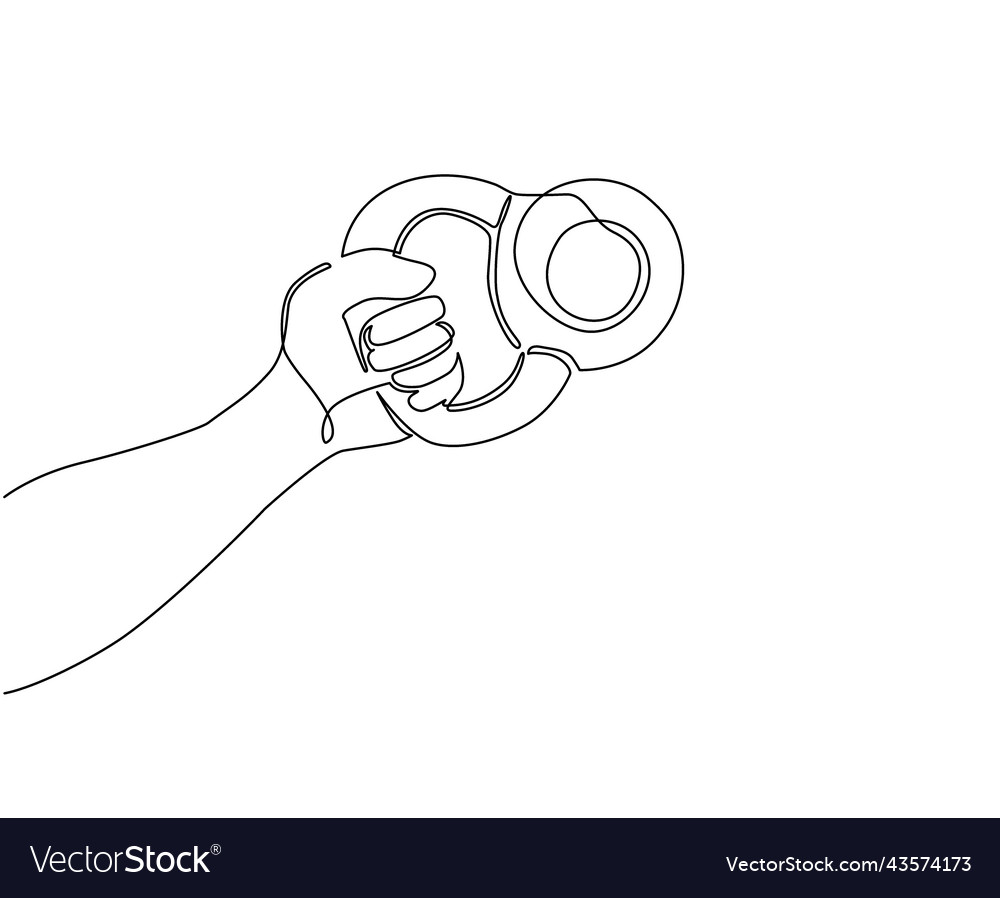 Single continuous line drawing bodybuilder hand Vector Image