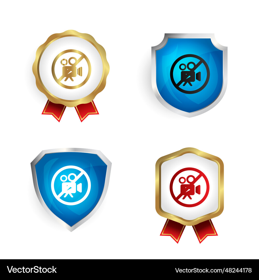 Abstract no video badge and label collection Vector Image