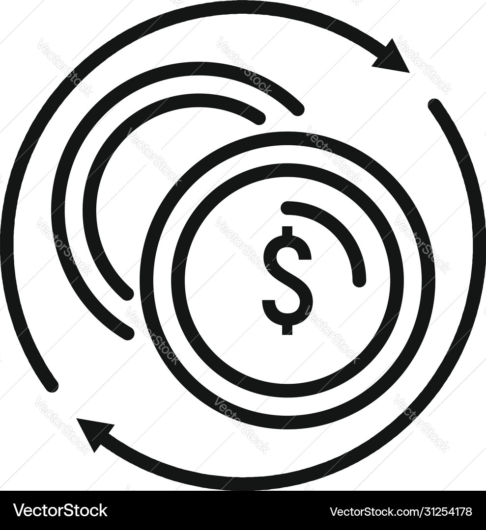 Convert money coins icon outline style Royalty Free Vector