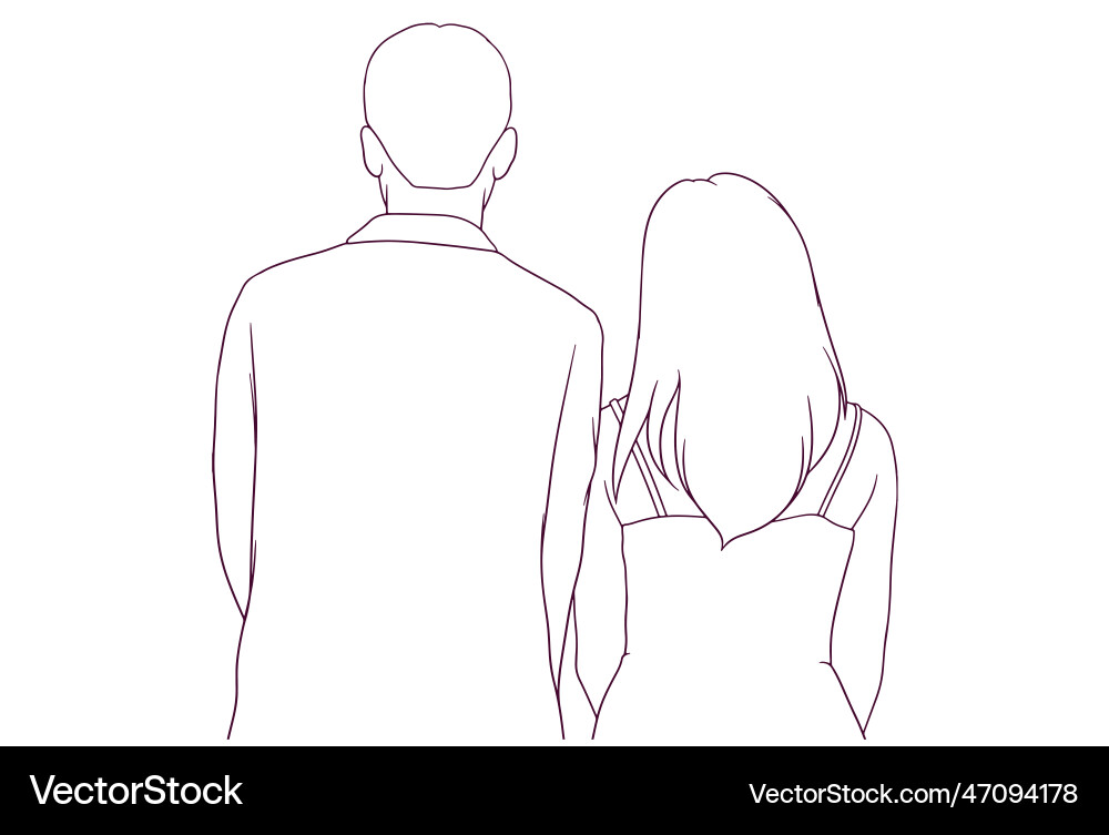 Couple standing together hand drawn style Vector Image