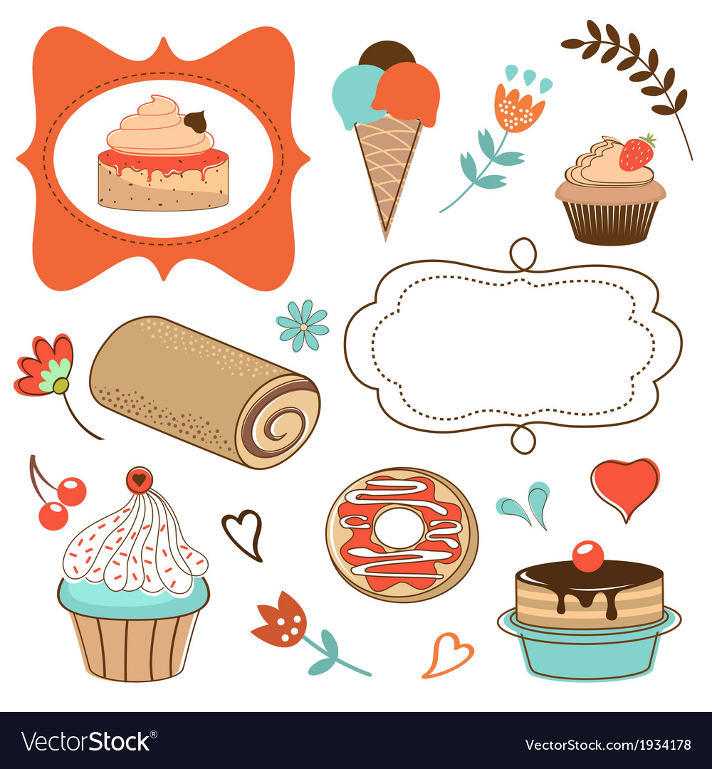 Desserts collection Royalty Free Vector Image - VectorStock