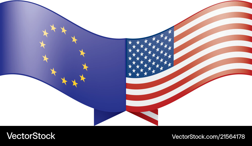 European union and american flags Royalty Free Vector Image