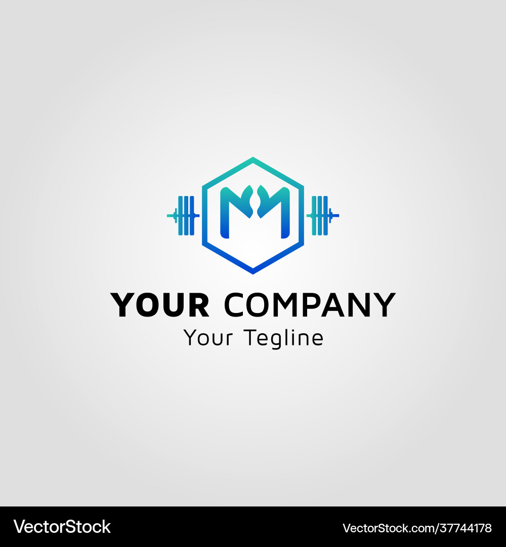 Fitness logo image with letter m icon idea Vector Image