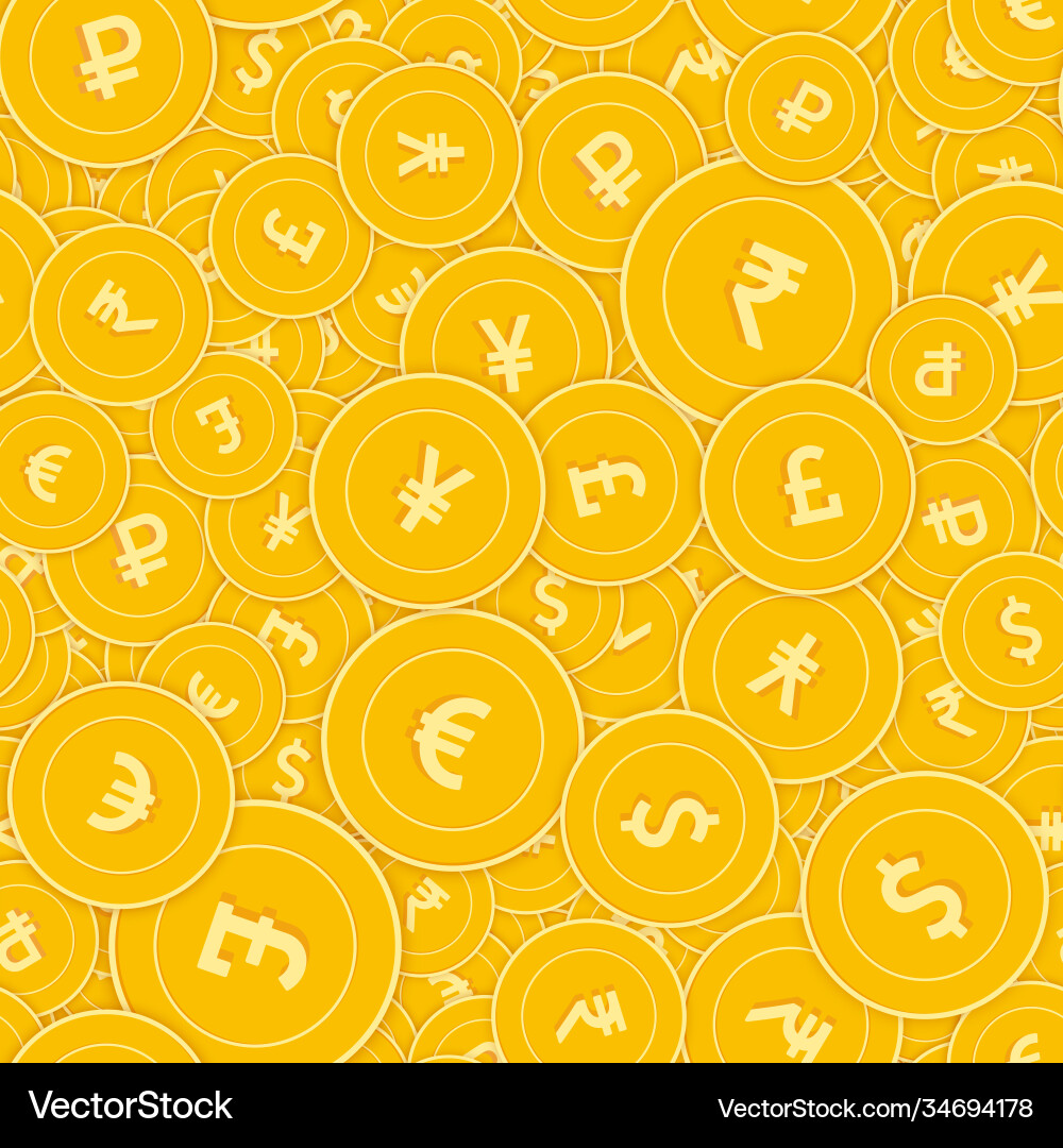 International currencies coins seamless pattern Vector Image