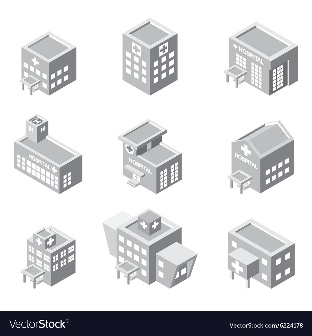 Isometric hospital building icon Royalty Free Vector Image