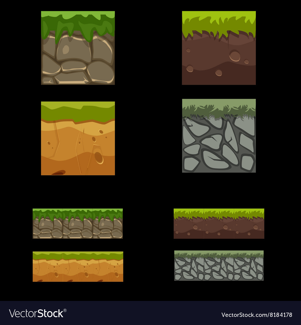 Seamless landscape square elements set Royalty Free Vector