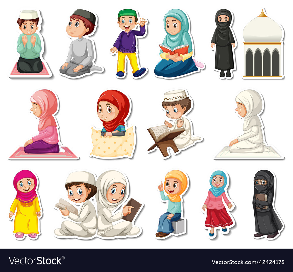 Sticker set of islamic religious symbols Vector Image