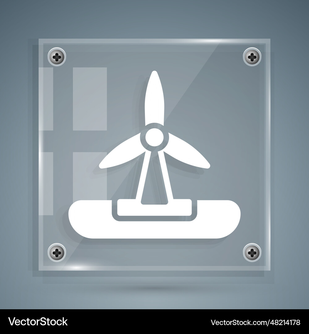 White wind turbine icon isolated on grey Vector Image