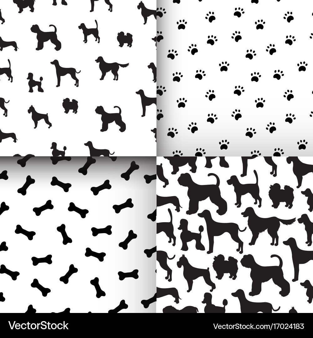 Awesome set of seamless pattern with dog Vector Image