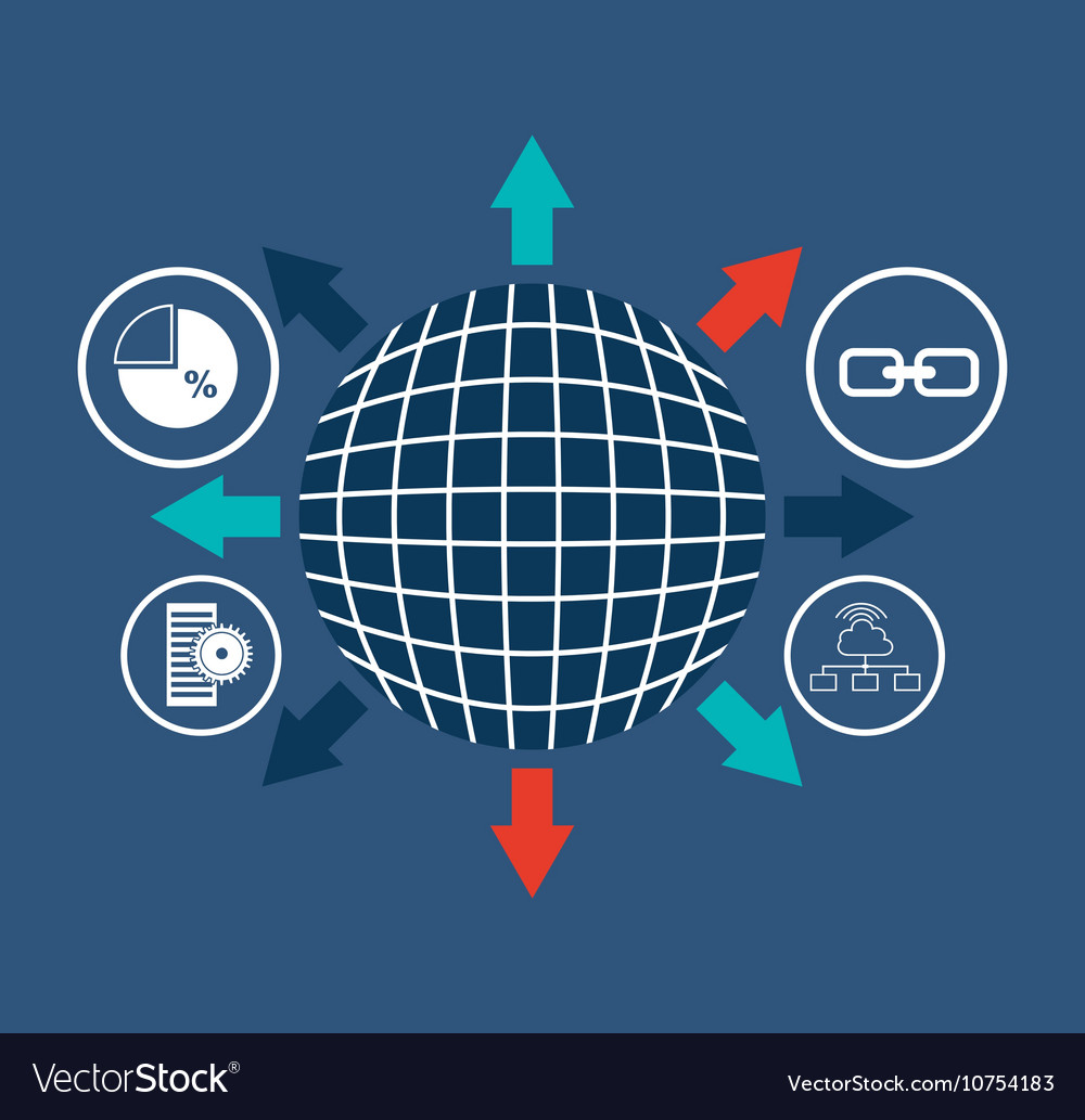 Big data center flat icons Royalty Free Vector Image