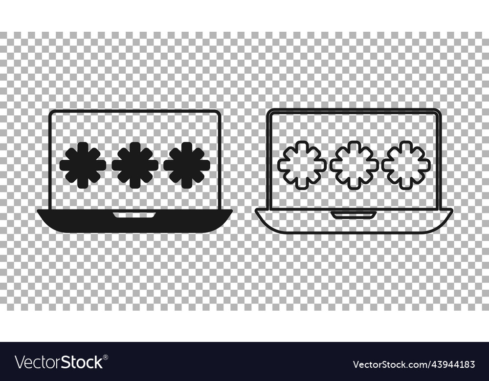 Black Laptop With Password Notification Icon Vector Image