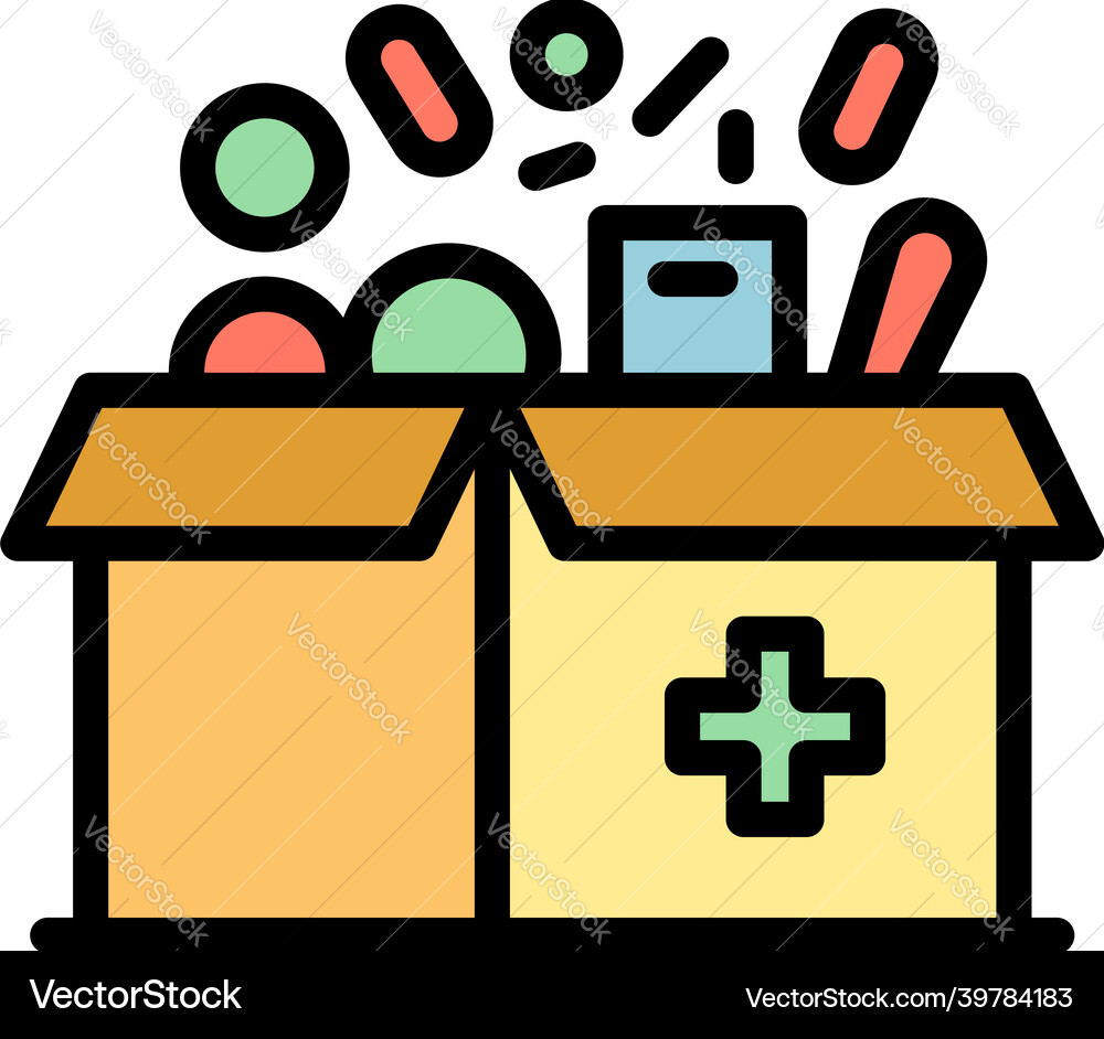 Box for medications icon color outline Royalty Free Vector
