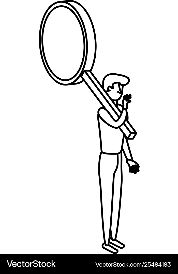 Businessman worker with magnifying glass Vector Image