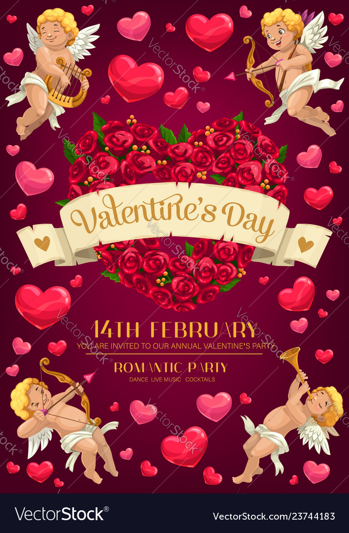 Cupids flower heart love arrows valentines day Vector Image