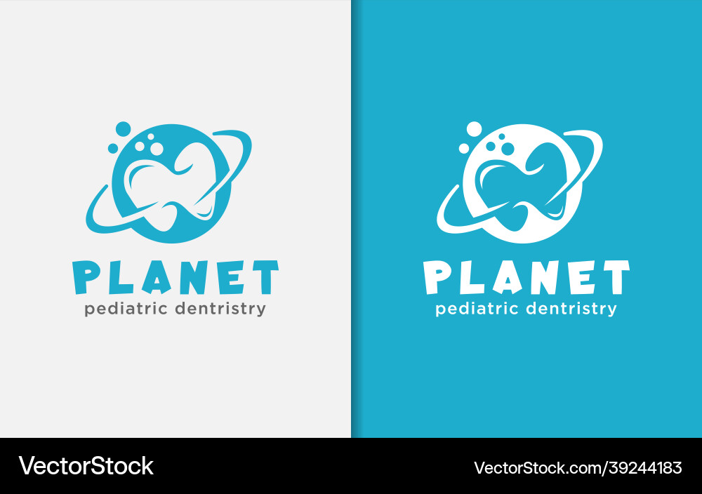 Dental dentistry logo design with fun planet Vector Image