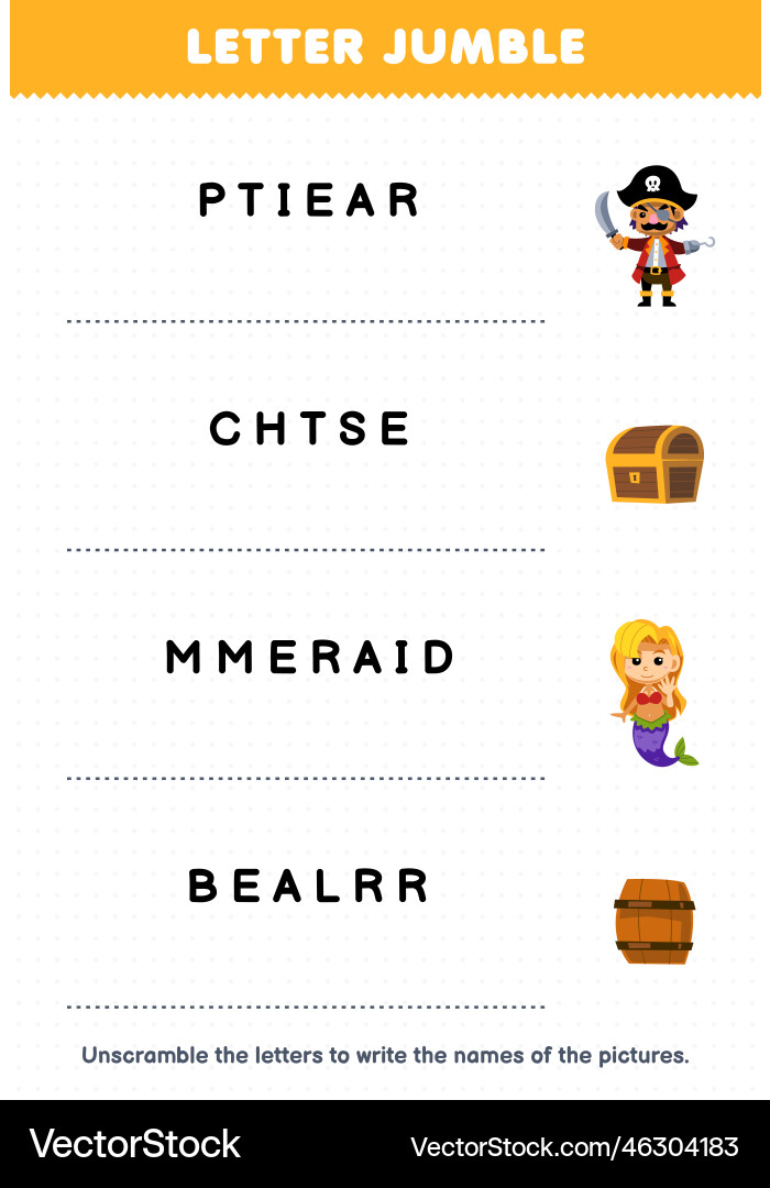 Education game for children letter jumble write Vector Image