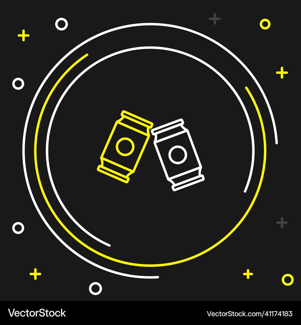 Line beer can icon isolated on black background Vector Image