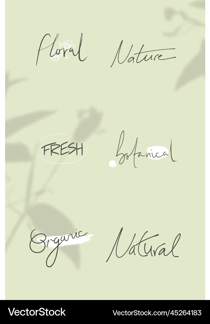 Nature words in minimal handwritten typography Vector Image