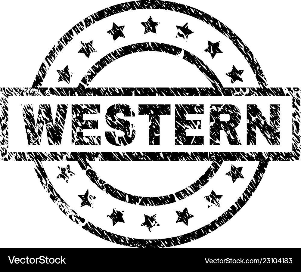 Scratched textured western stamp seal Royalty Free Vector
