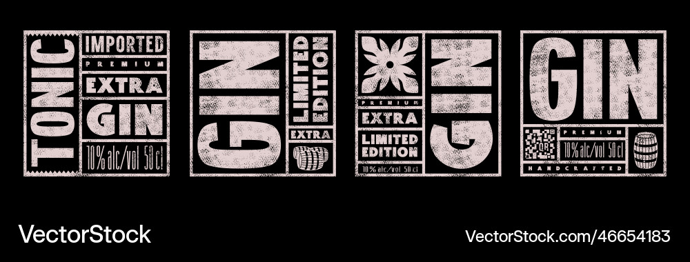 Set of template square label for gin tonic Vector Image