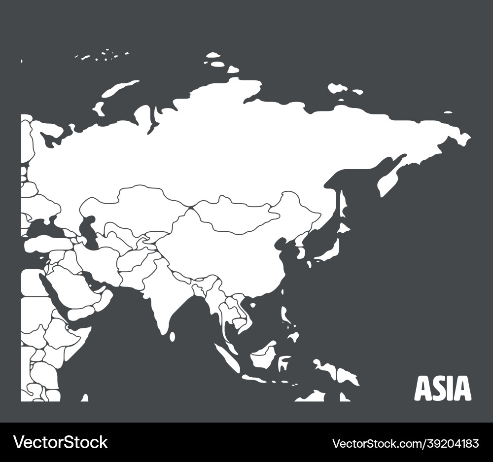 Smooth map of asia continent Royalty Free Vector Image
