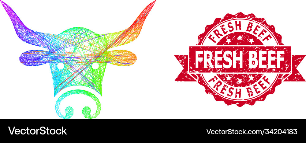 Textured fresh beef stamp seal and lgbt colored Vector Image
