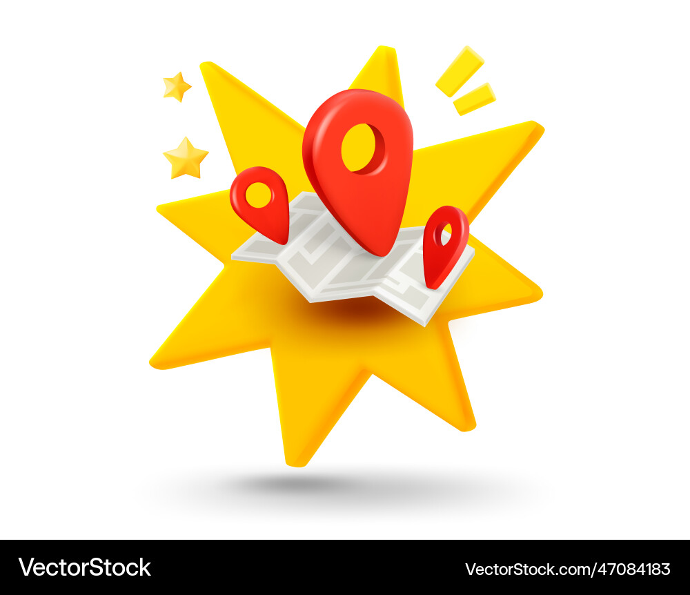 Travel map with pins and explosion effect 3d Vector Image