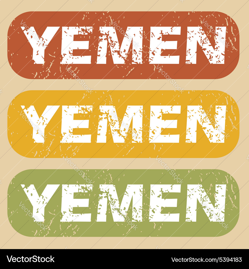 Vintage yemen stamp set Royalty Free Vector Image