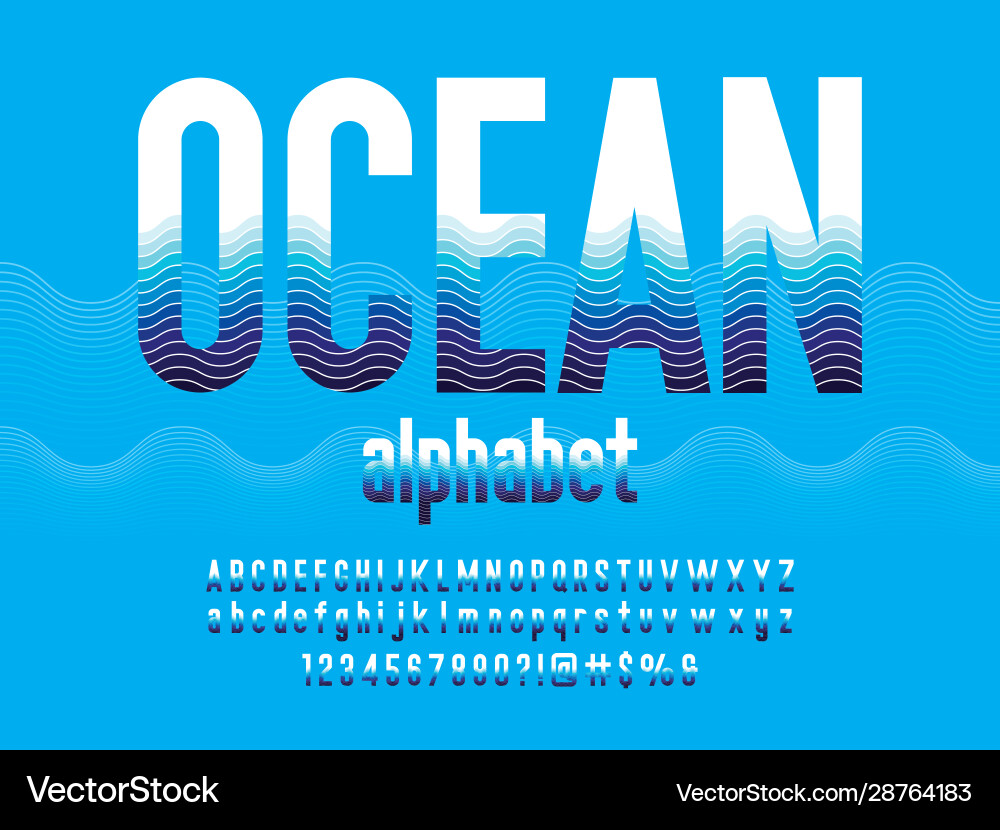 Wave font Royalty Free Vector Image - VectorStock