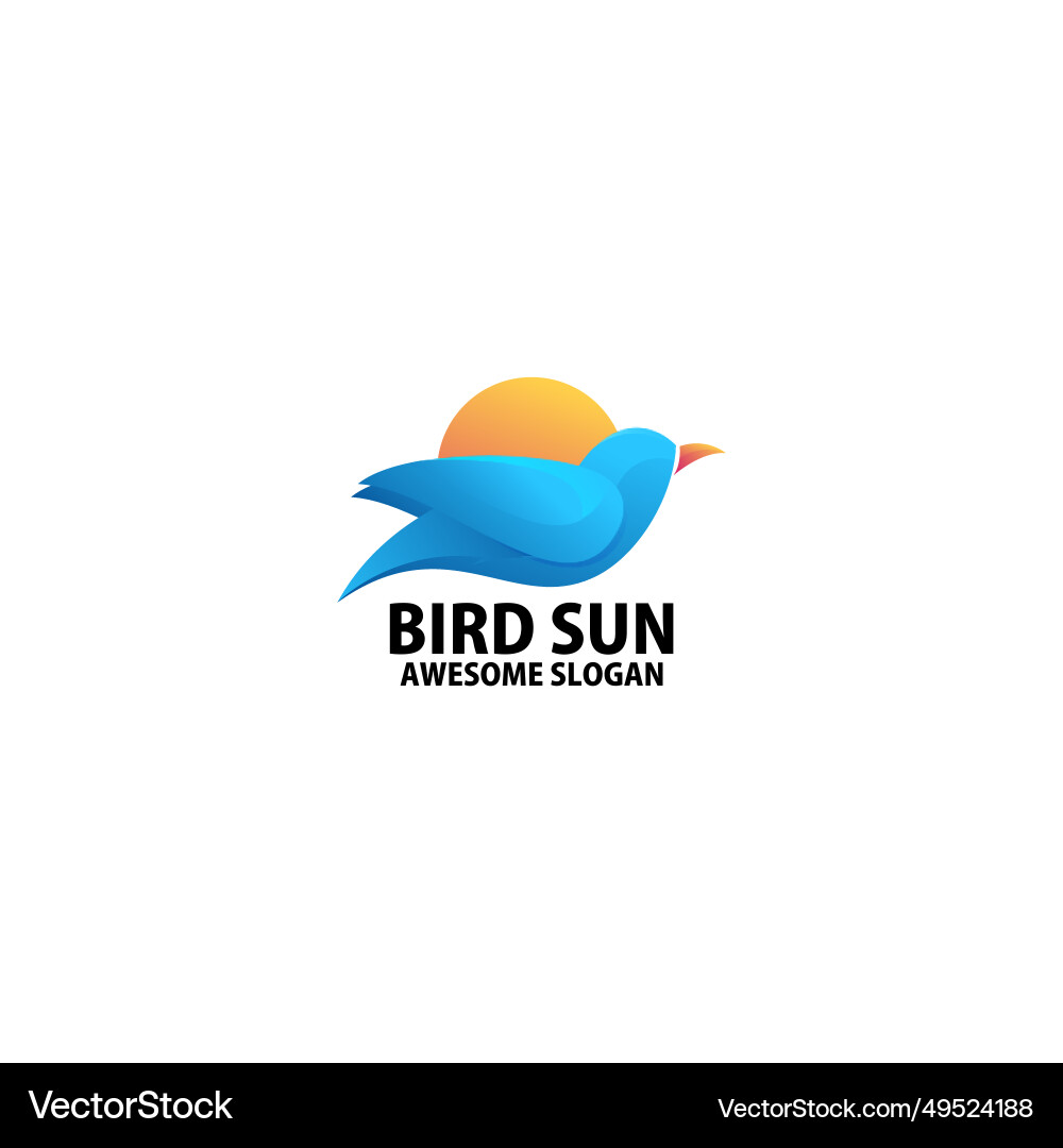 Bird with sun logo design gradient colorful Vector Image