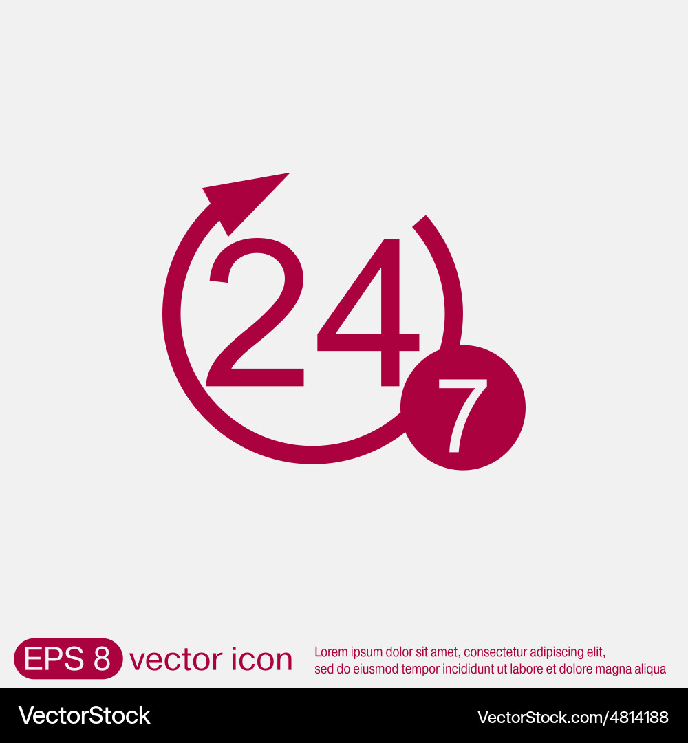 Character 24 7 open hours a day and days Vector Image