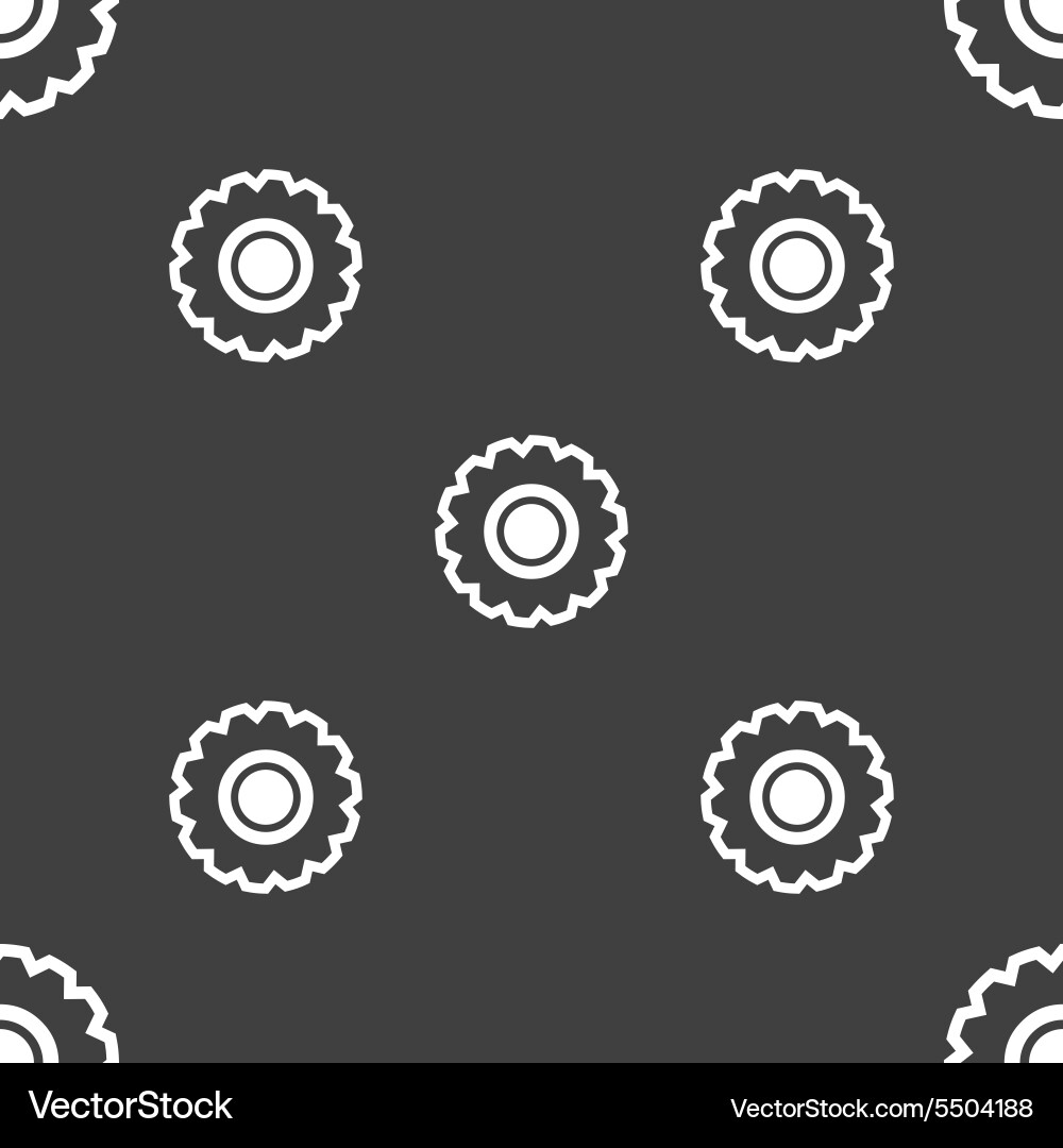 Cogwheel icon sign seamless pattern on a gray Vector Image