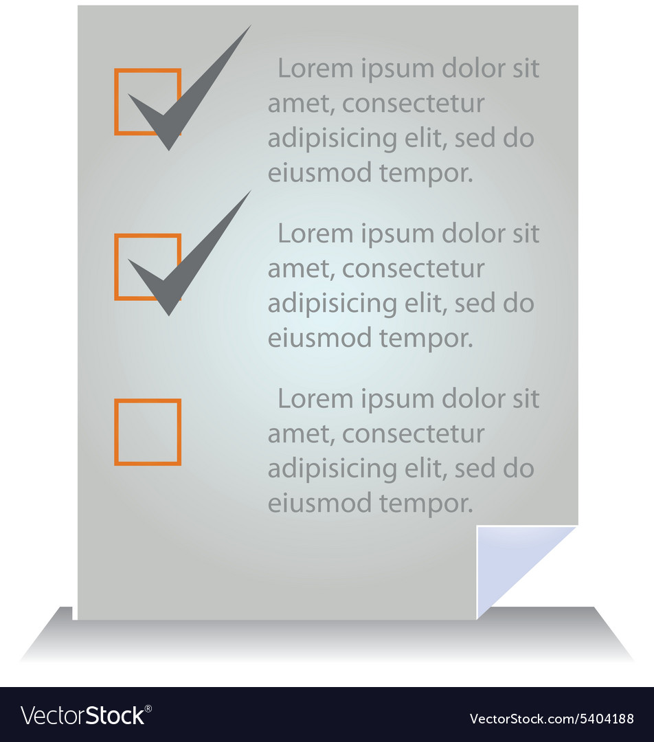 Document template with tick boxes Royalty Free Vector Image