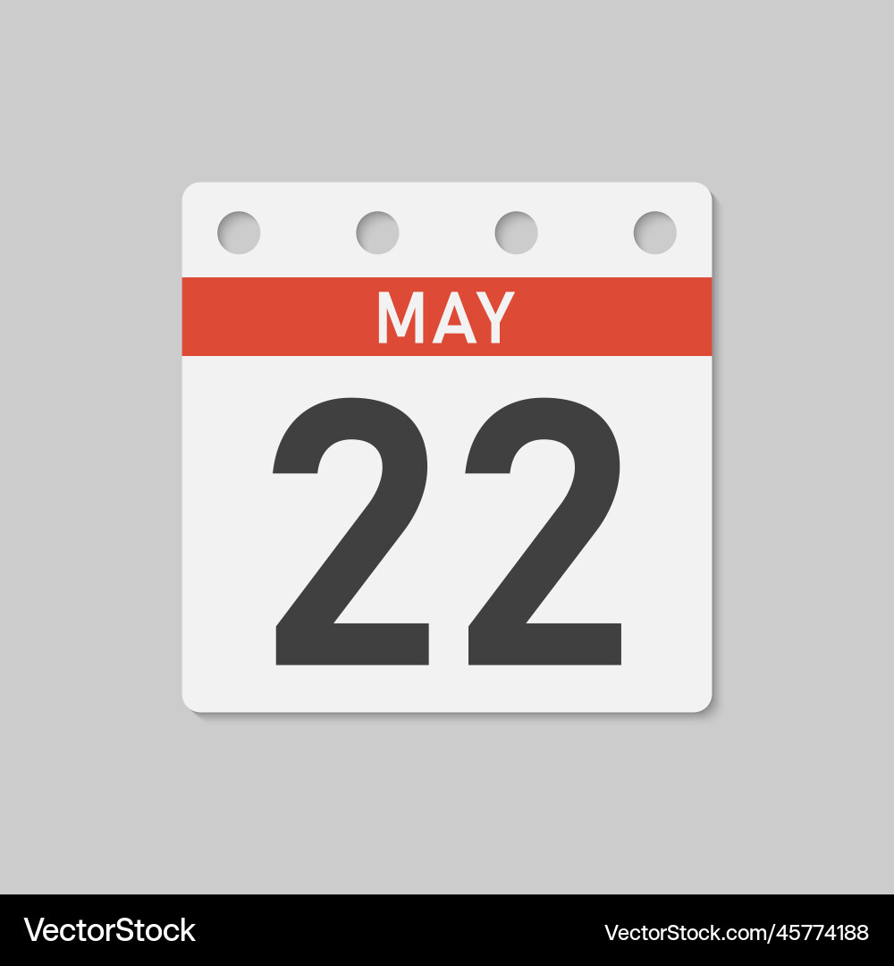 Icon page calendar day - 22 may Royalty Free Vector Image
