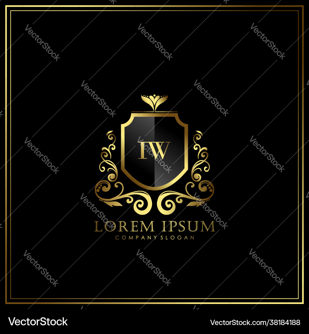 Iw initial letter luxury logo template in art Vector Image