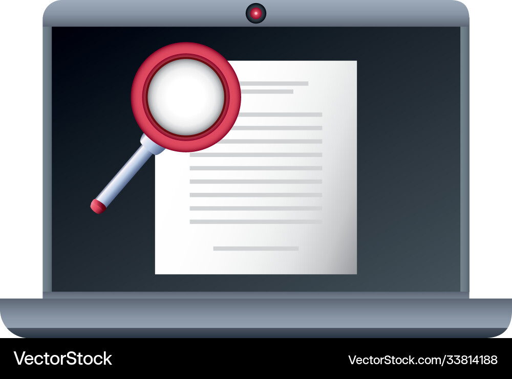 Laptop with search symbol on white background Vector Image