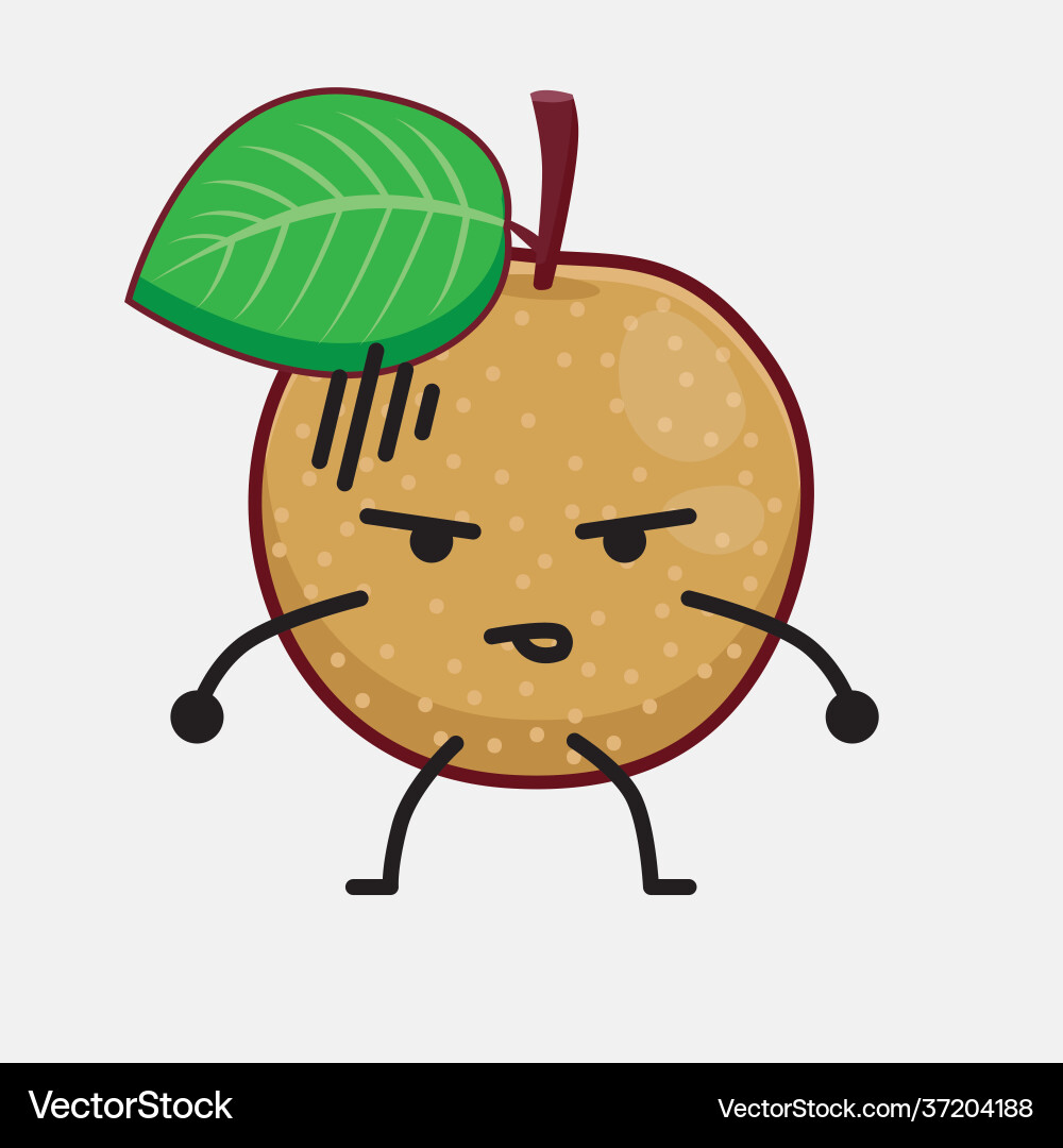 Nashie pear fruit cute character with simple face Vector Image