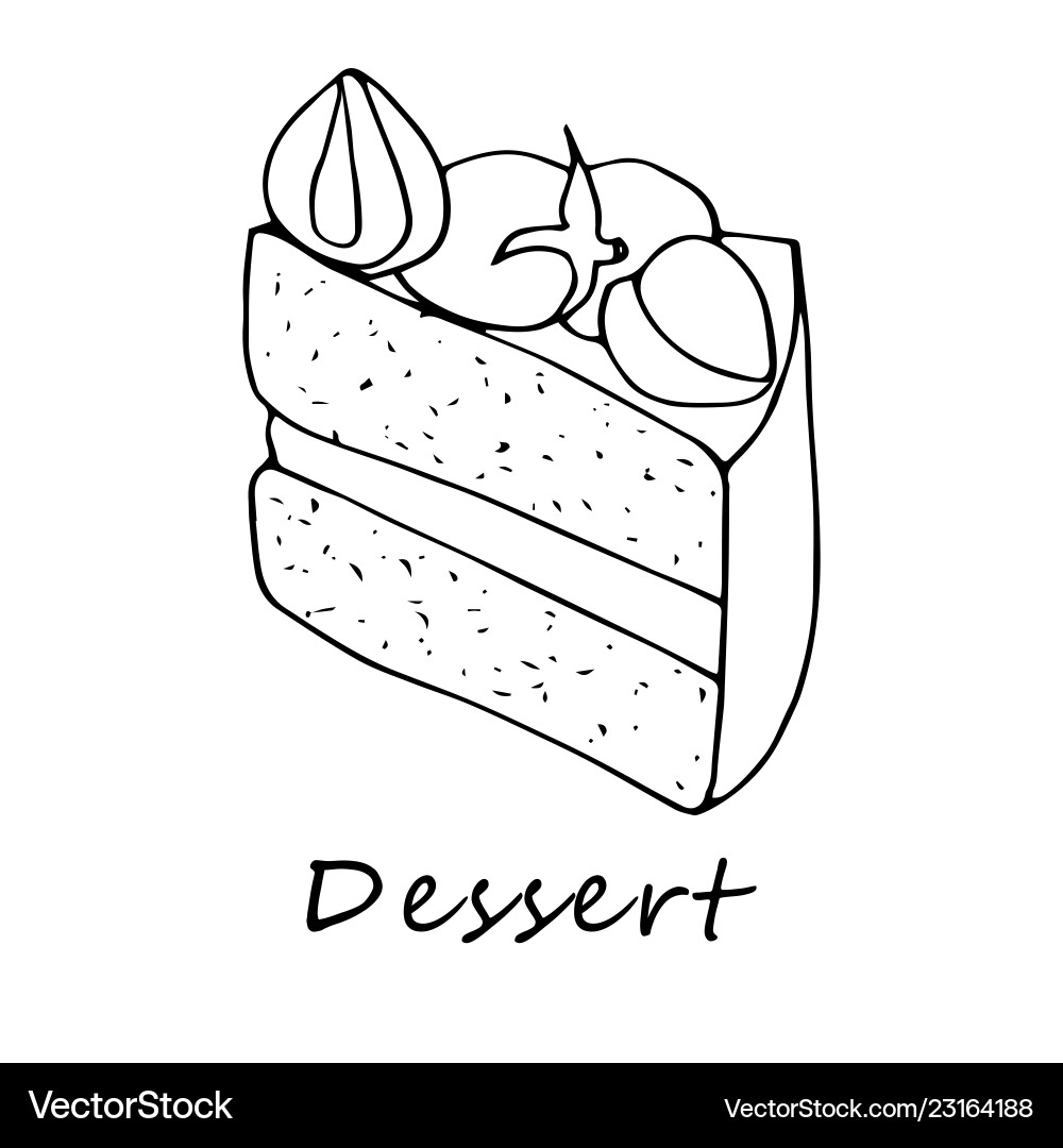 Outline of cake Royalty Free Vector Image - VectorStock