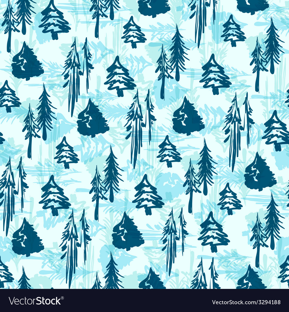 Seamless winter trees pattern Royalty Free Vector Image