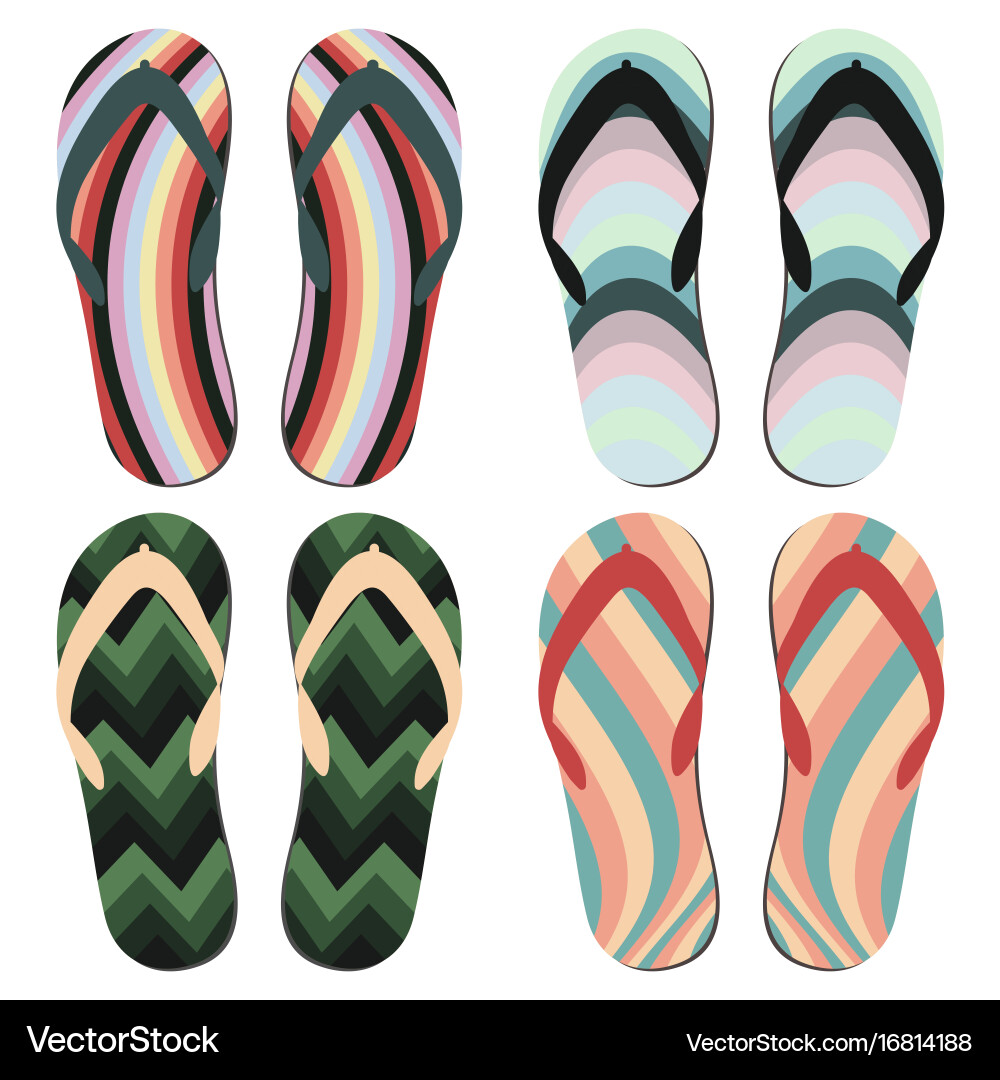 Set of beach slippers Royalty Free Vector Image