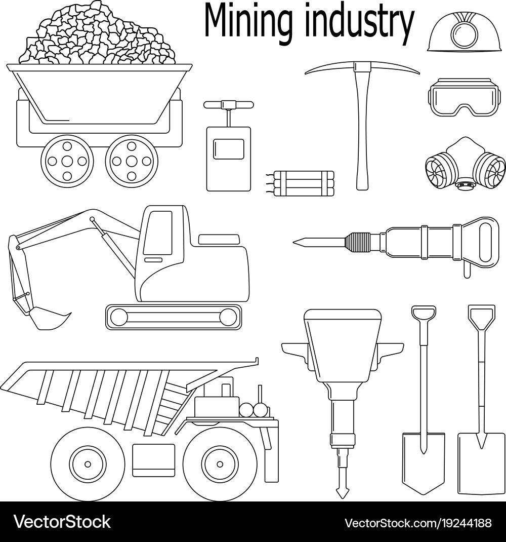 Set of for the mining industry Royalty Free Vector Image