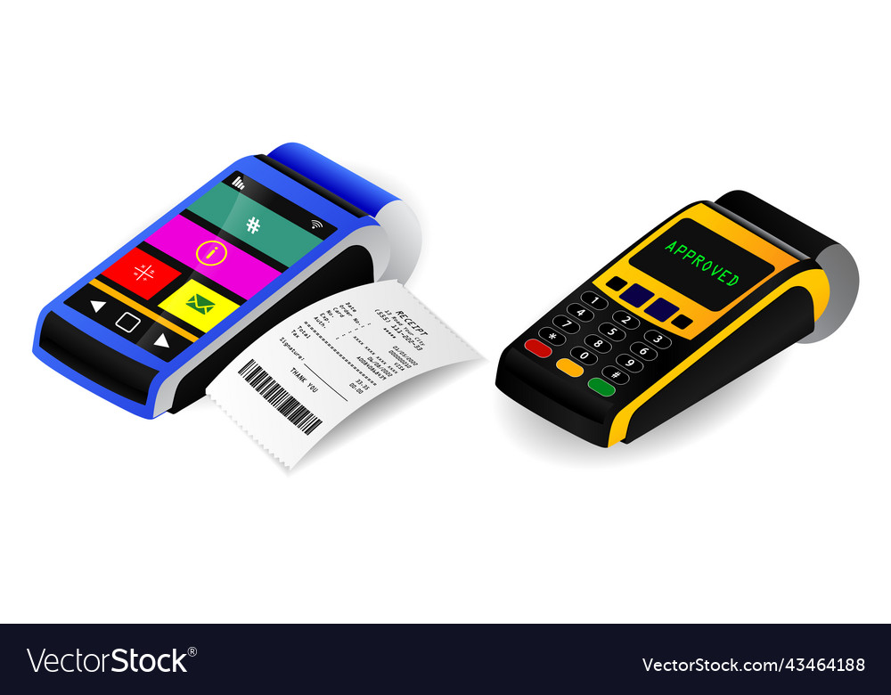 Set of realistic payment terminal methods Vector Image