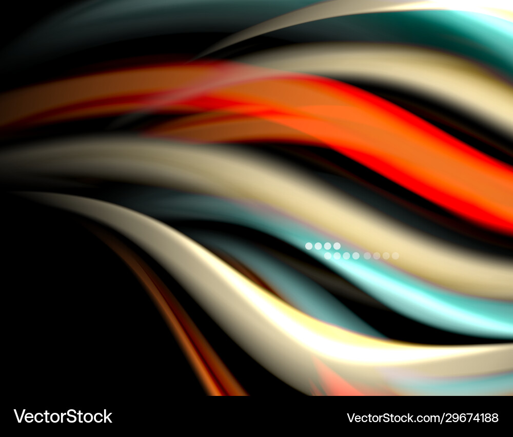 Silk smooth lines on black liquid fluid color Vector Image