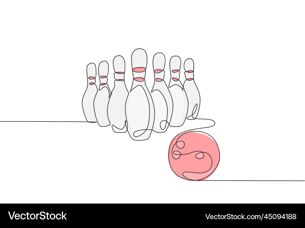 Single continuous line drawing of bowling pins Vector Image