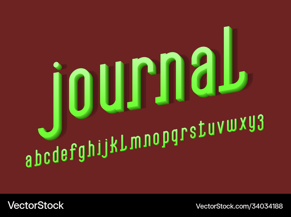 Volumetric journal alphabet green letters 3d Vector Image