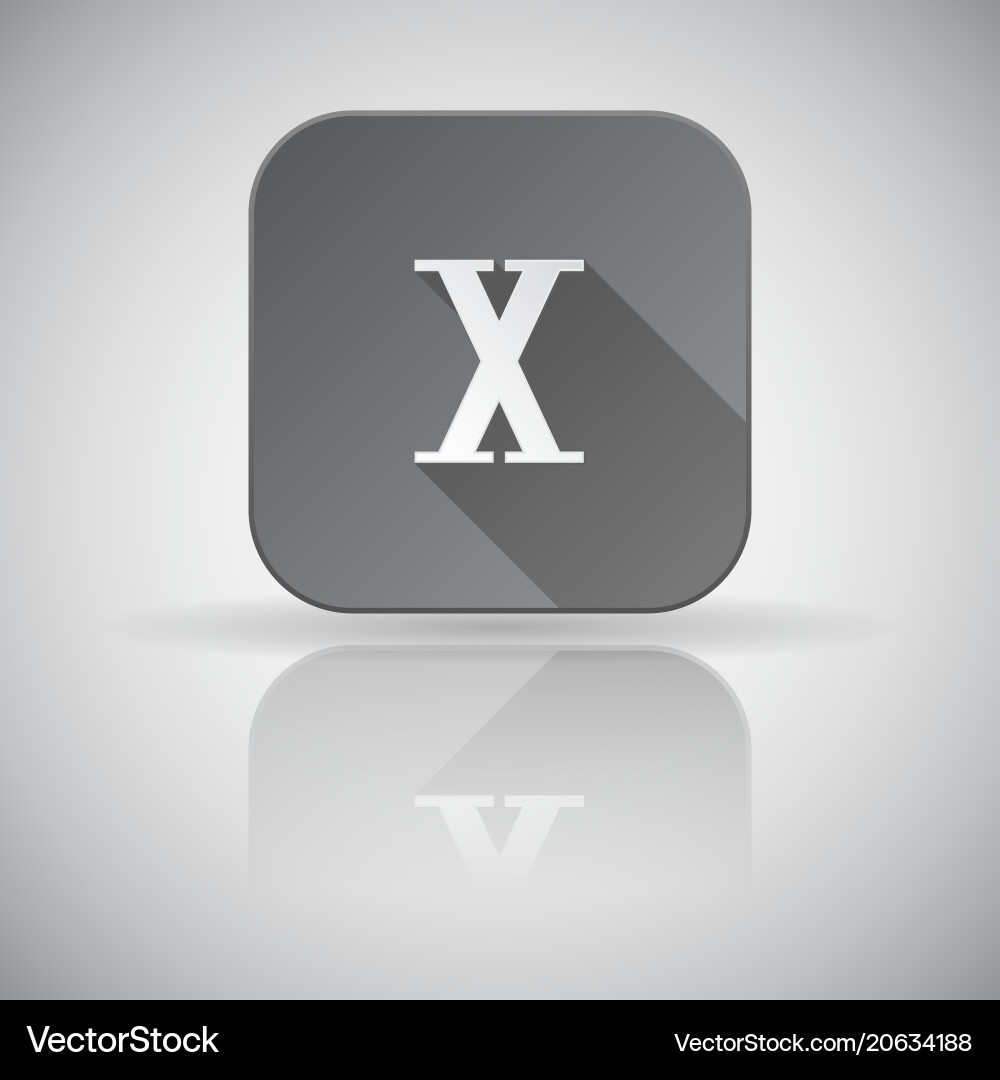 X roman numeral grey square icon with reflection Vector Image
