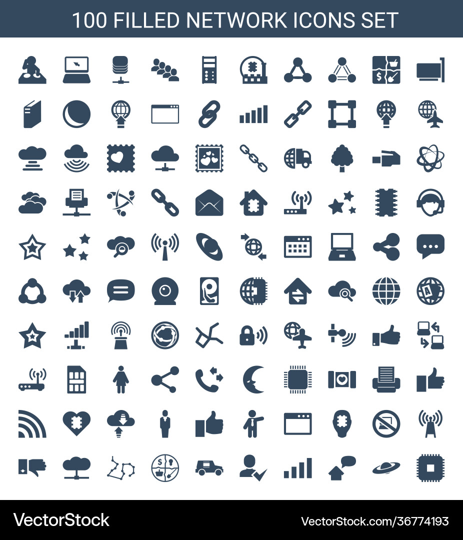 100 network icons Royalty Free Vector Image - VectorStock