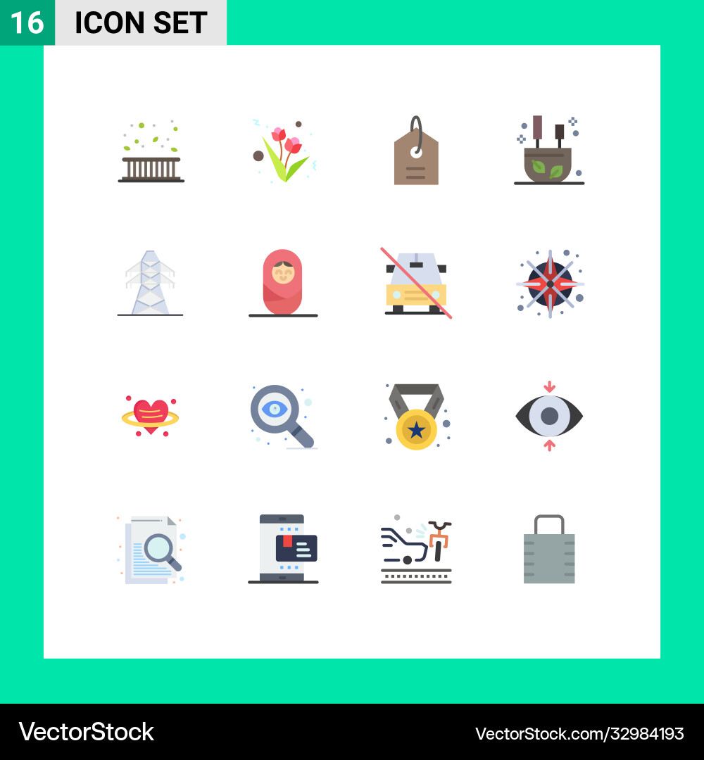 16 universal flat color signs symbols Royalty Free Vector